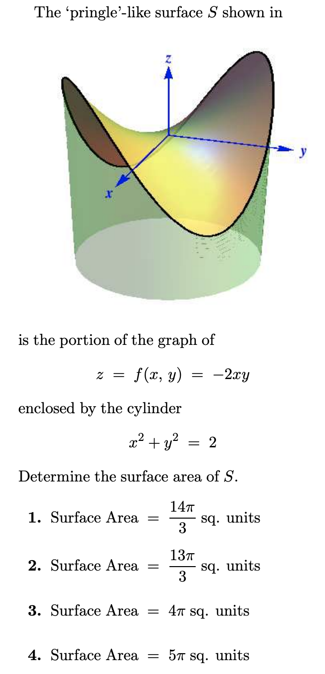 Solved The 'pringle’-like surface S shown in is the portion | Chegg.com