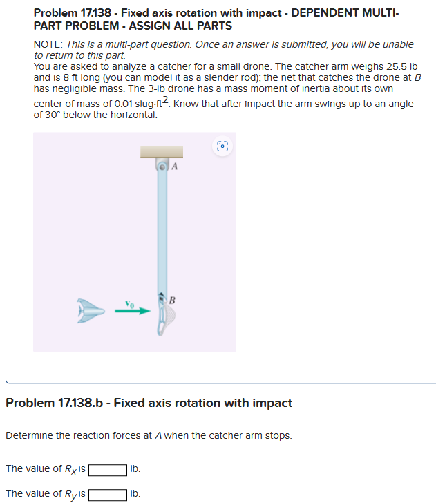 Solved Problem 17.138 - Fixed axis rotation with impact - | Chegg.com