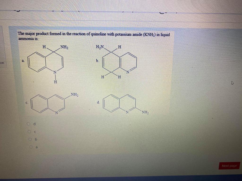 Solved The major product formed in the reaction of quinoline | Chegg.com