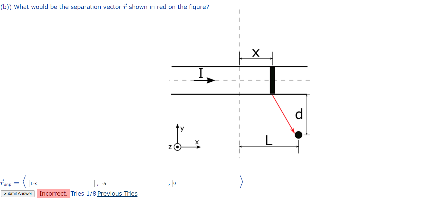 Solved (b)) What would be the separation vector r shown in | Chegg.com