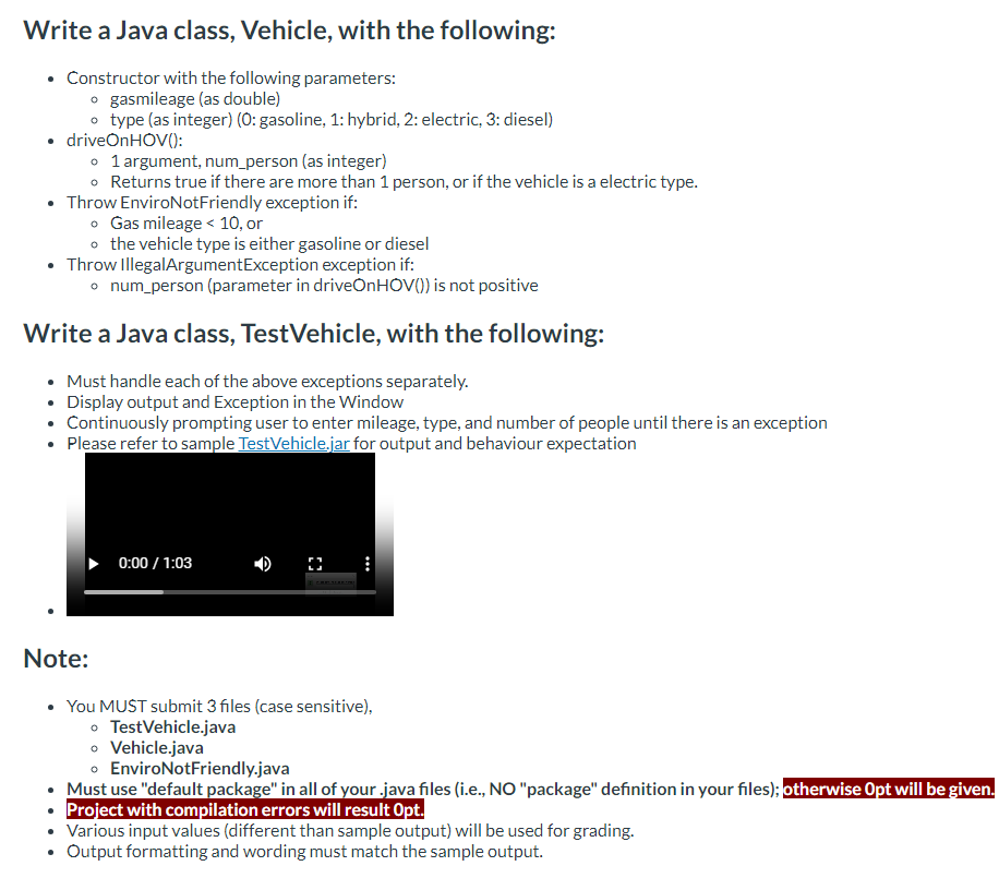 Solved Write a Java class, TestVehicle, with the following: | Chegg.com