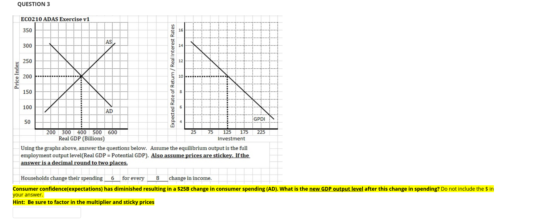 Solved QUESTION 3 ECO210 ADAS Exercise v1 350 Price Index | Chegg.com
