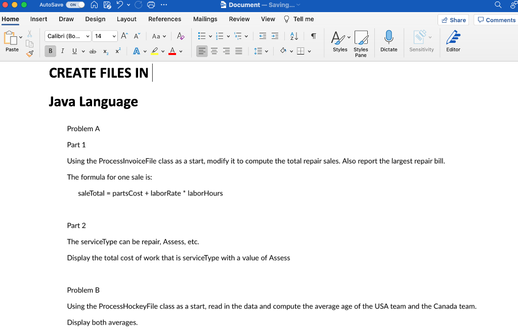 Solved AutoSave ON A w- Document - Saving... Home Insert | Chegg.com