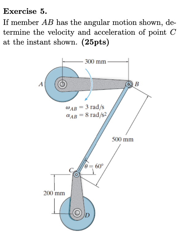 Solved Exercise 5. If member AB has the angular motion | Chegg.com