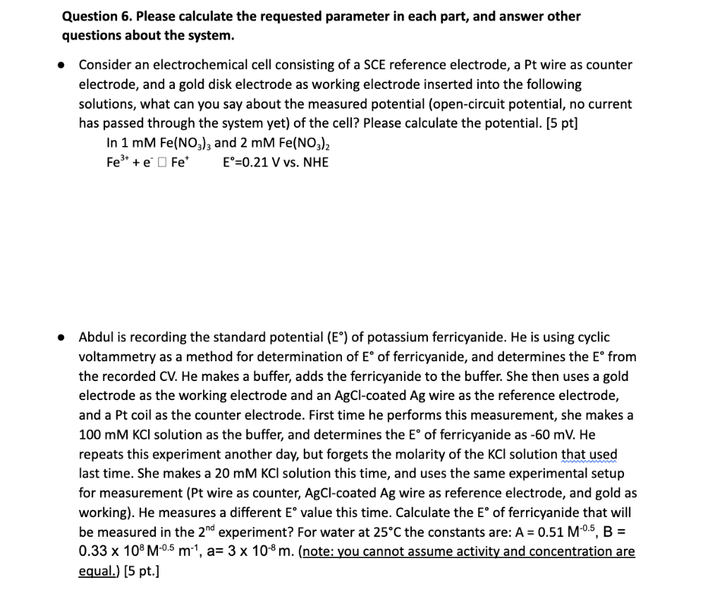 Question 6. Please calculate the requested parameter | Chegg.com
