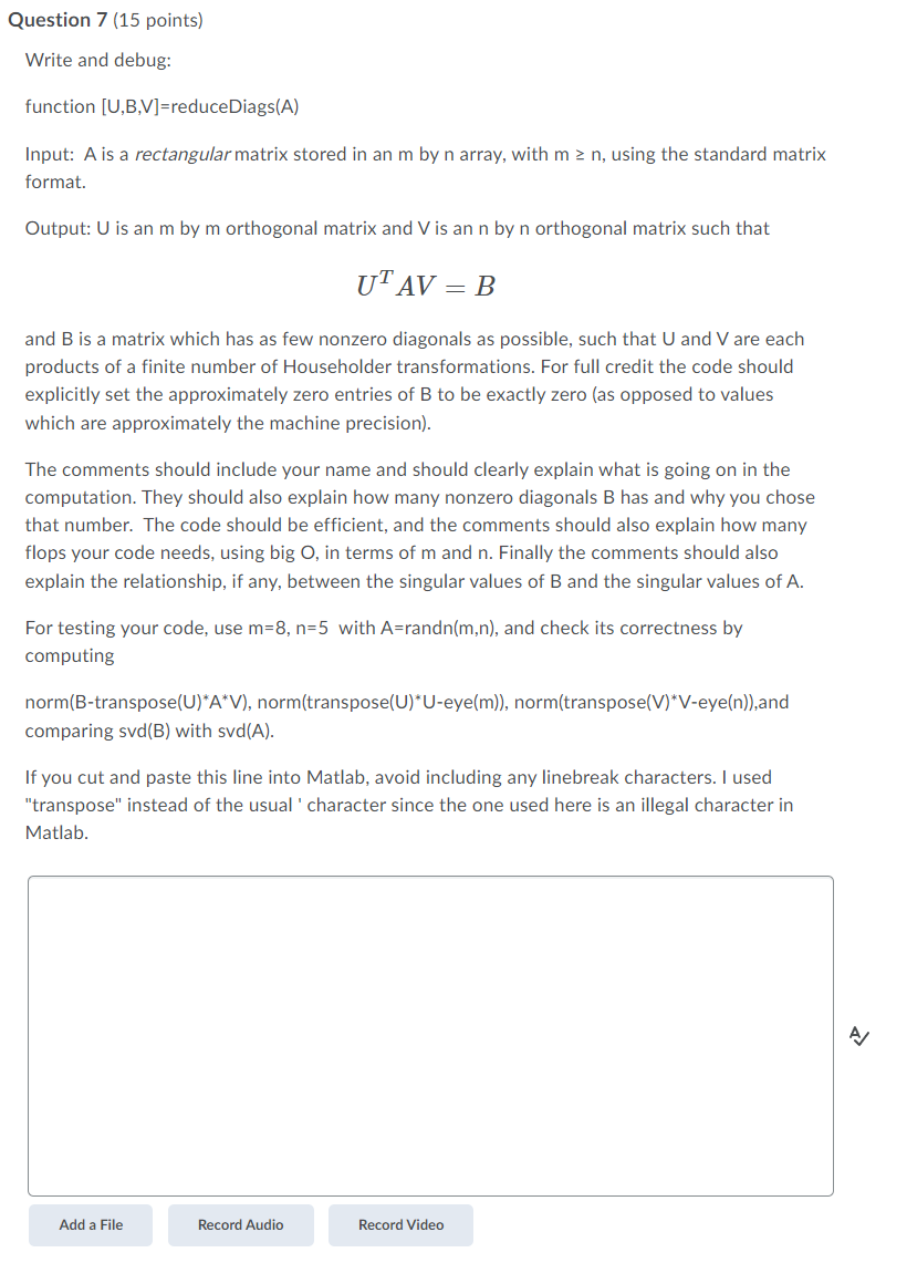 Solved Question 7 (15 points) Write and debug: function | Chegg.com