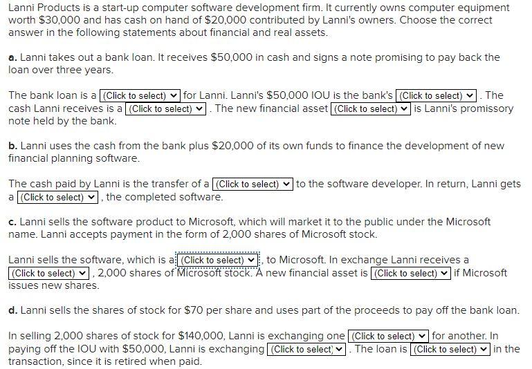 Solved Lanni Products is a start-up computer software | Chegg.com