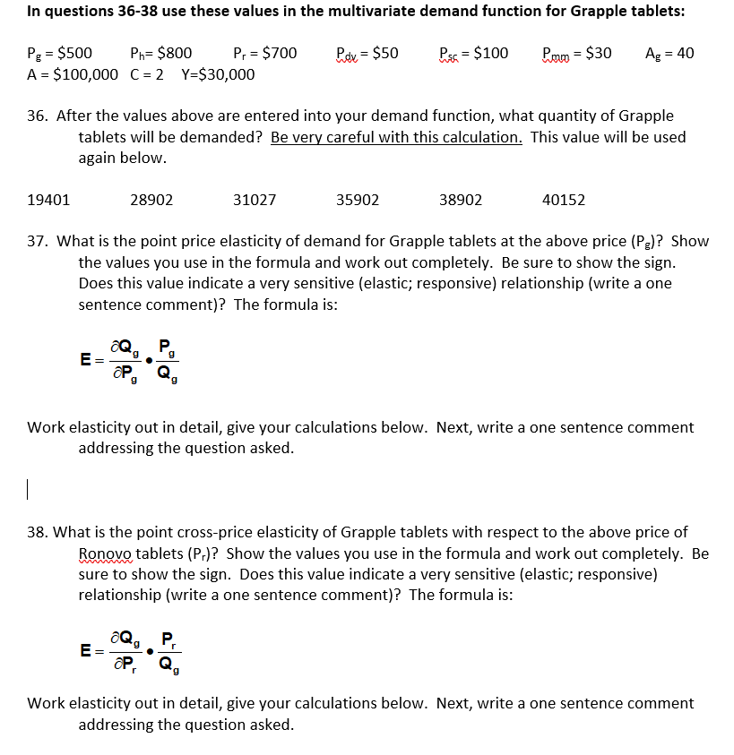 Solved The multivariate demand function below will be needed | Chegg.com