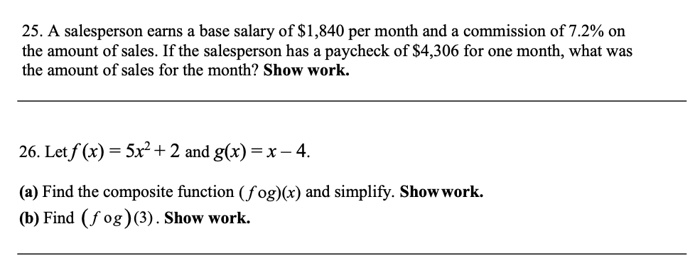 Solved 25. A salesperson earns a base salary of $1,840 per | Chegg.com