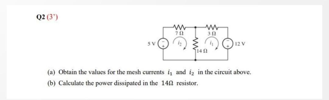 Solved (a) Obtain the values for the mesh currents i1 and i2 | Chegg.com
