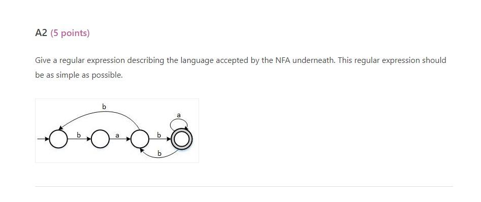 Solved A2 (5 points) Give a regular expression describing | Chegg.com