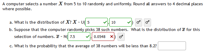 Solved A computer selects a number X from 5 to 10 randomly | Chegg.com