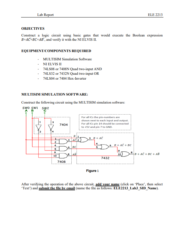 Solved Lab Report ELE 2213 OBJECTIVES Construct a logic | Chegg.com