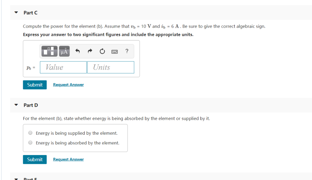 Solved Review Part A Compute the power for each element | Chegg.com Solved Review Part A Compute the power for each element | Chegg.com
