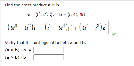 Solved Find the cross product | Chegg.com