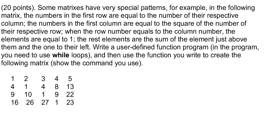 Solved (20 points). Some matrixes have very special | Chegg.com