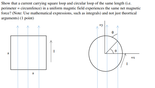 Solved Show that a current carrying square loop and circular | Chegg.com
