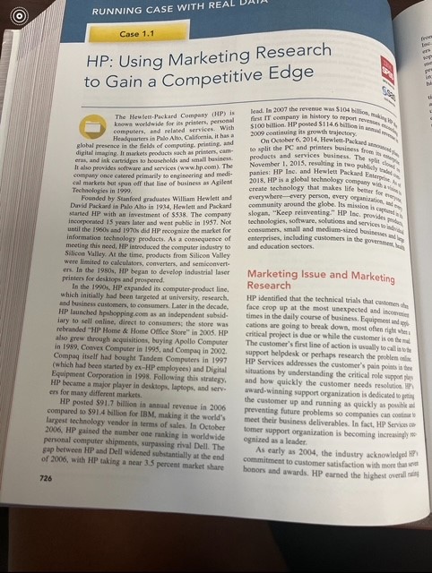 HP: Using Marketing Research to Gain a Competitive | Chegg.com