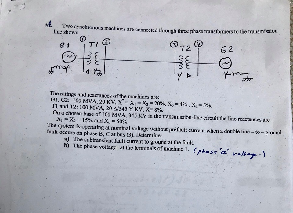 Solved #2. Two synchronous machines are connected through | Chegg.com