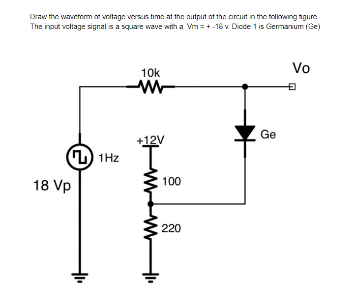 Solved Draw the waveform of voltage versus time at the | Chegg.com