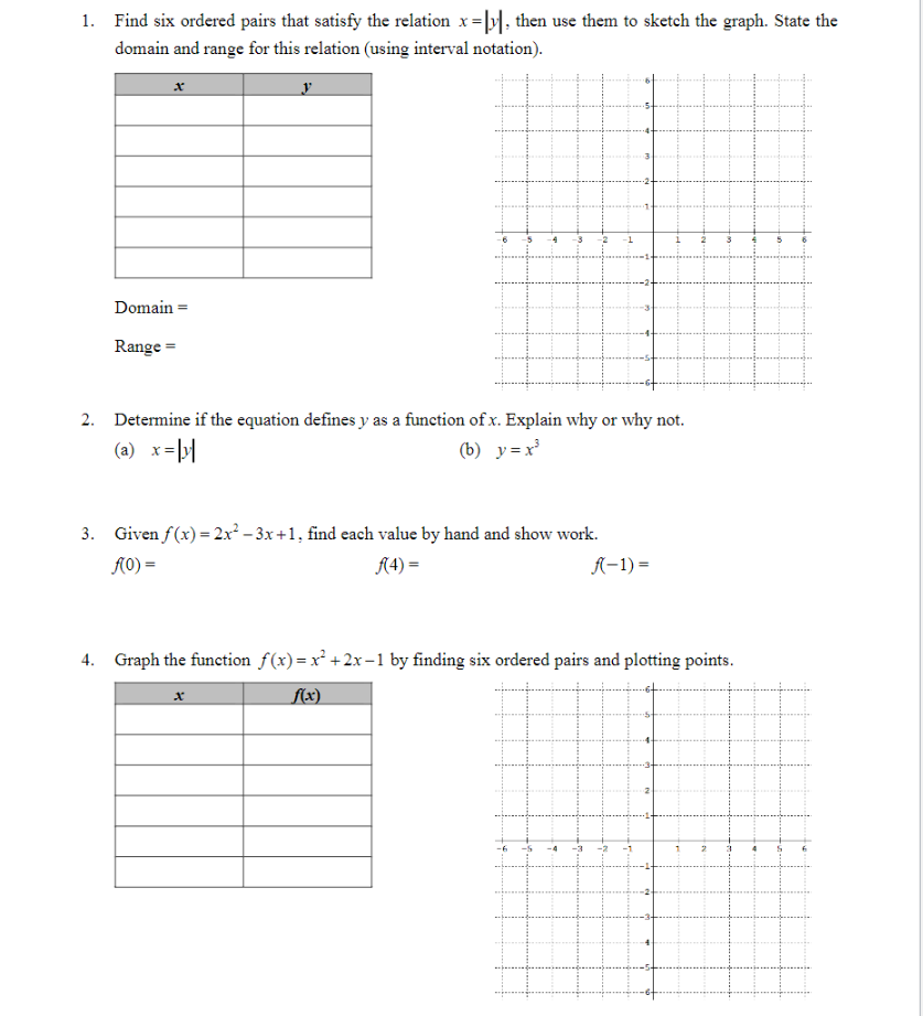 Solved 1. Find six ordered pairs that satisfy the relation | Chegg.com