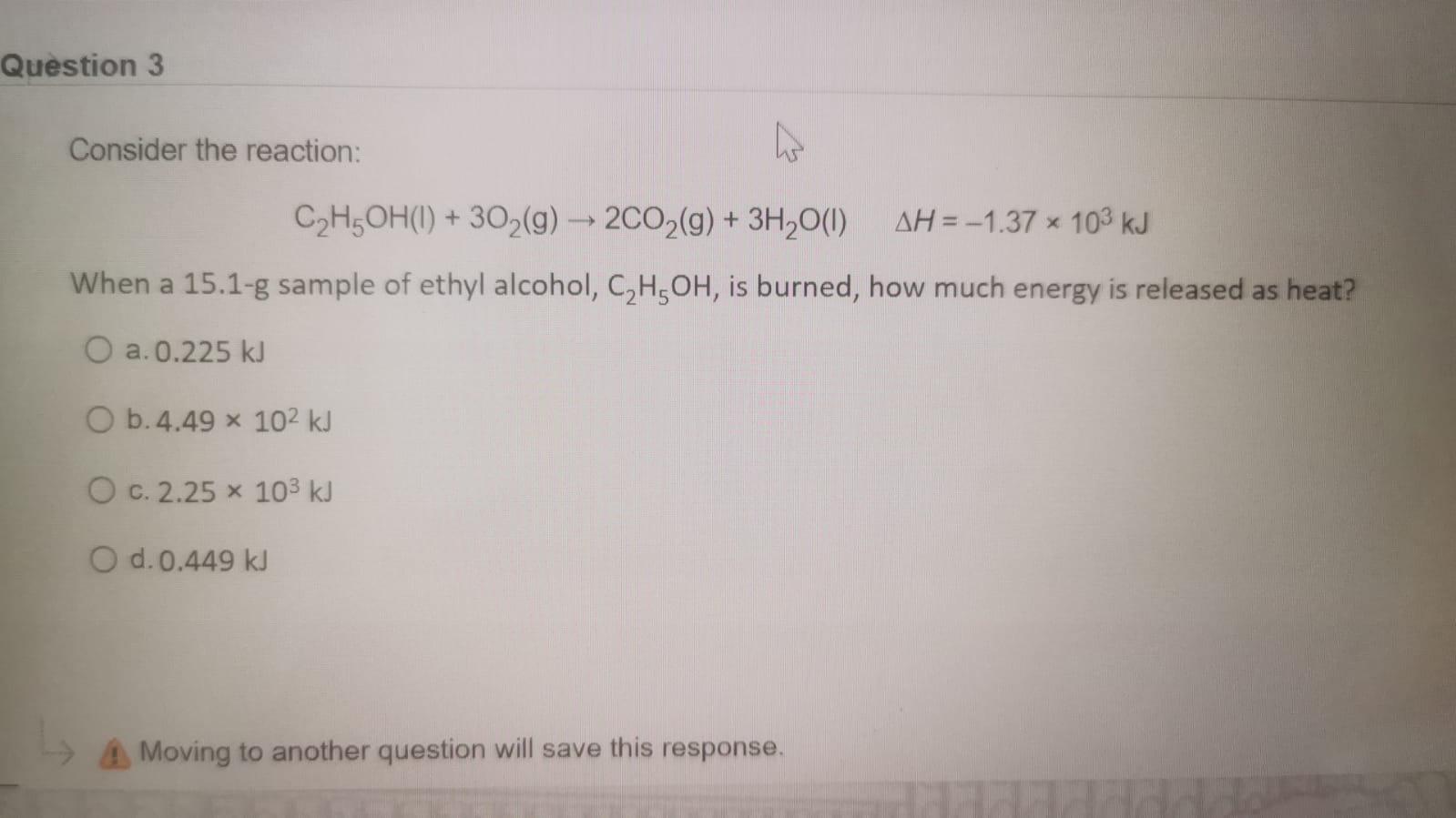 Solved Consider the reaction: C2H5OH(l)+3O2( g)→2CO2( | Chegg.com