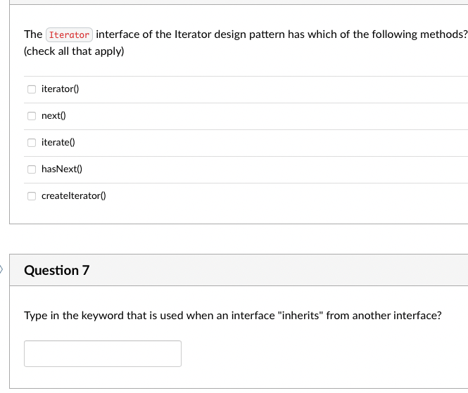 Solved The Iterator Interface Of The Iterator Design Pattern 