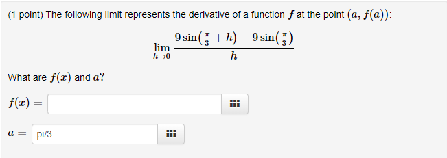 Solved (1 point) The following limit represents the | Chegg.com