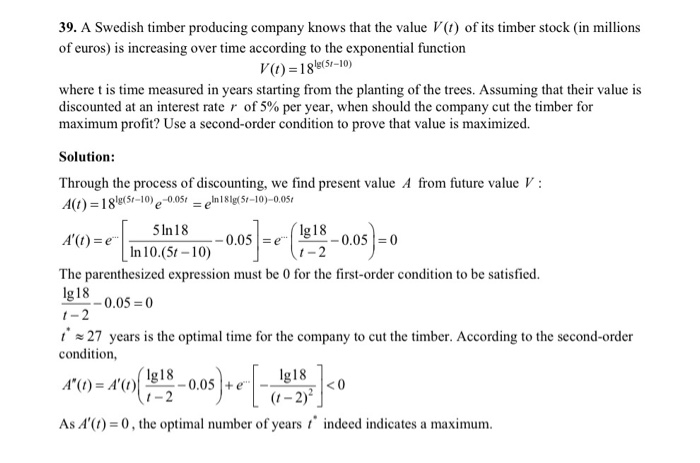 Solved Optimal timing problems. In both problems please | Chegg.com