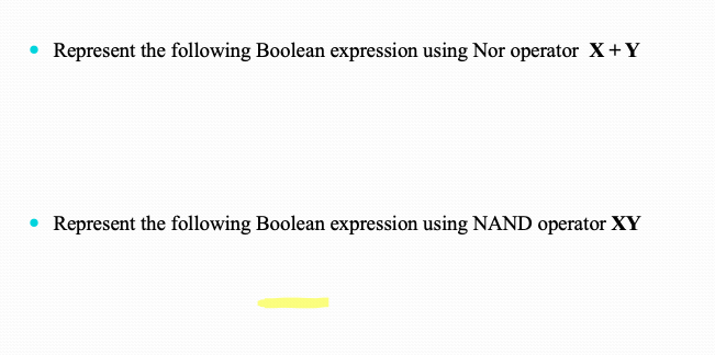Solved Represent the following Boolean expression using Nor | Chegg.com