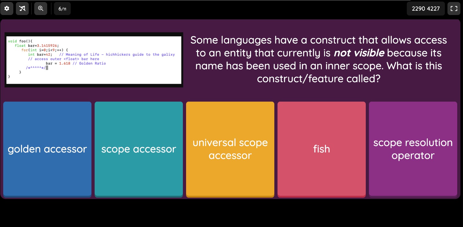 Solved The scope of a variable isln scopes, same name can be | Chegg.com
