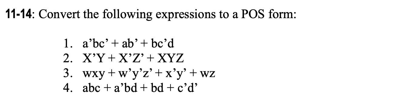 Solved 1-14: Convert the following expressions to a POS | Chegg.com