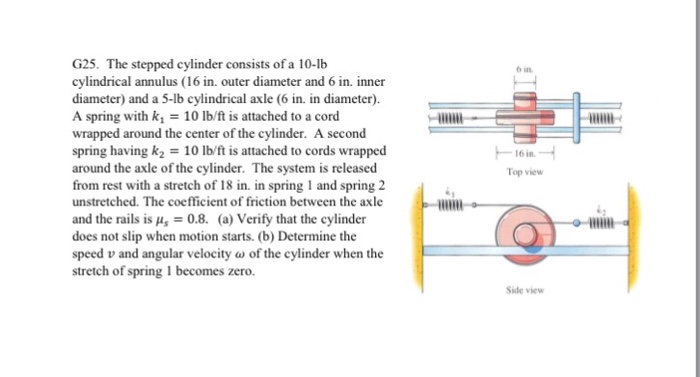 Solved The stepped cylinder consists of a 10-lb cylindrical | Chegg.com