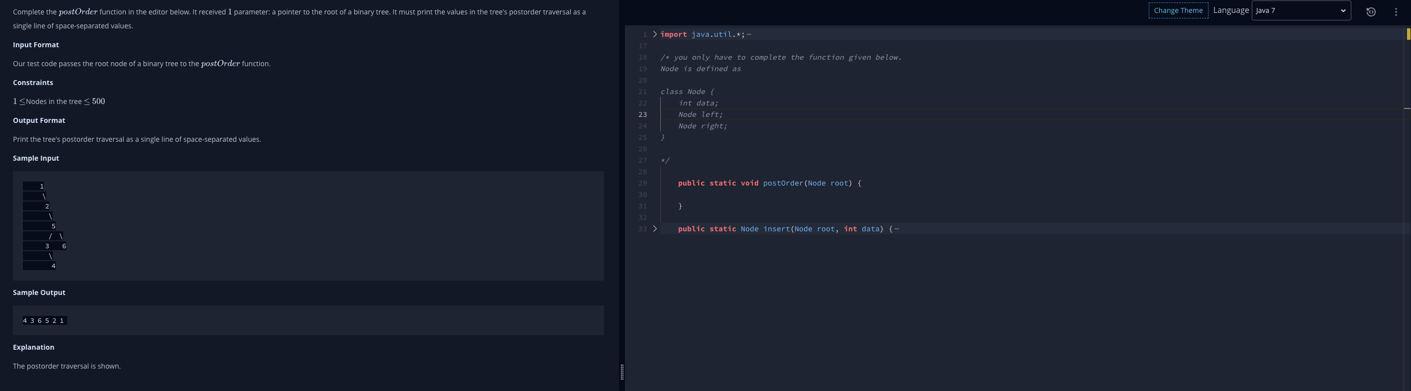Solved Complete the postOrder function in the editor below. | Chegg.com