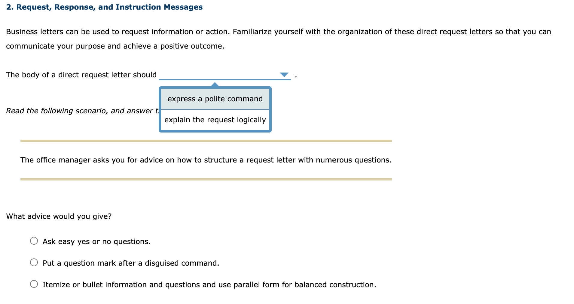 Solved 2. Request, Response, and Instruction Messages | Chegg.com