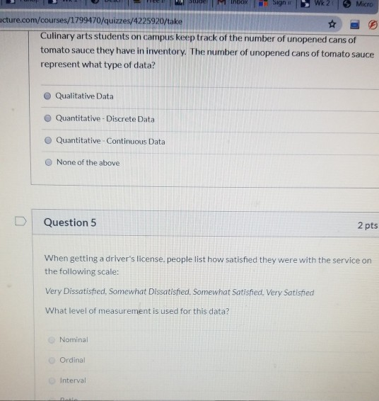 Solved > Question 1 2 pt A student is asked to rank their | Chegg.com