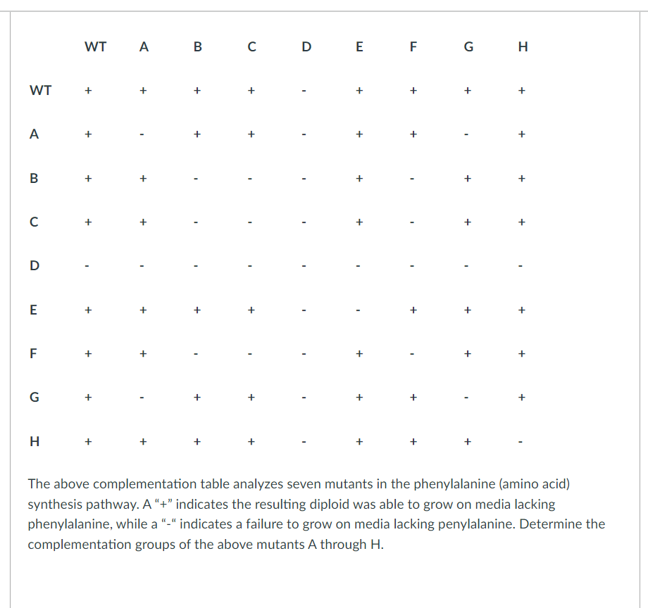 Solved The above complementation table analyzes seven | Chegg.com