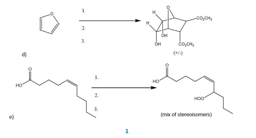Solved 1. H -CO2CH3 Н. 2. OH 3. OH CO CH3 d) (+/-) 1. HO HO | Chegg.com