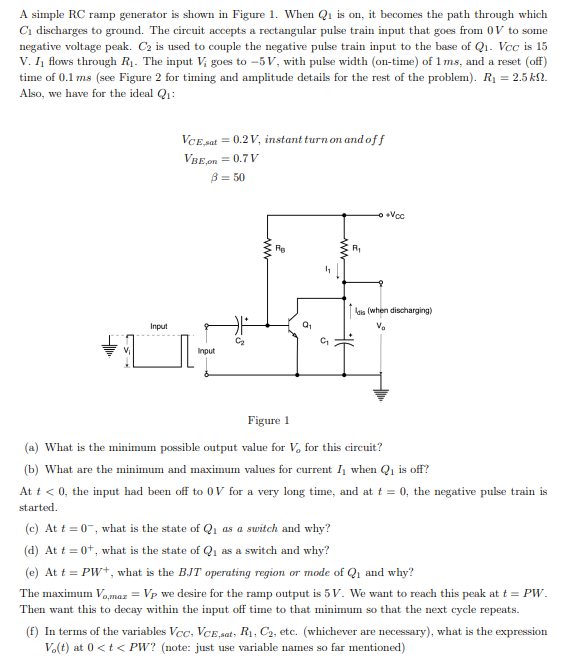 A simple RC ramp generator is shown in Figure 1 . | Chegg.com