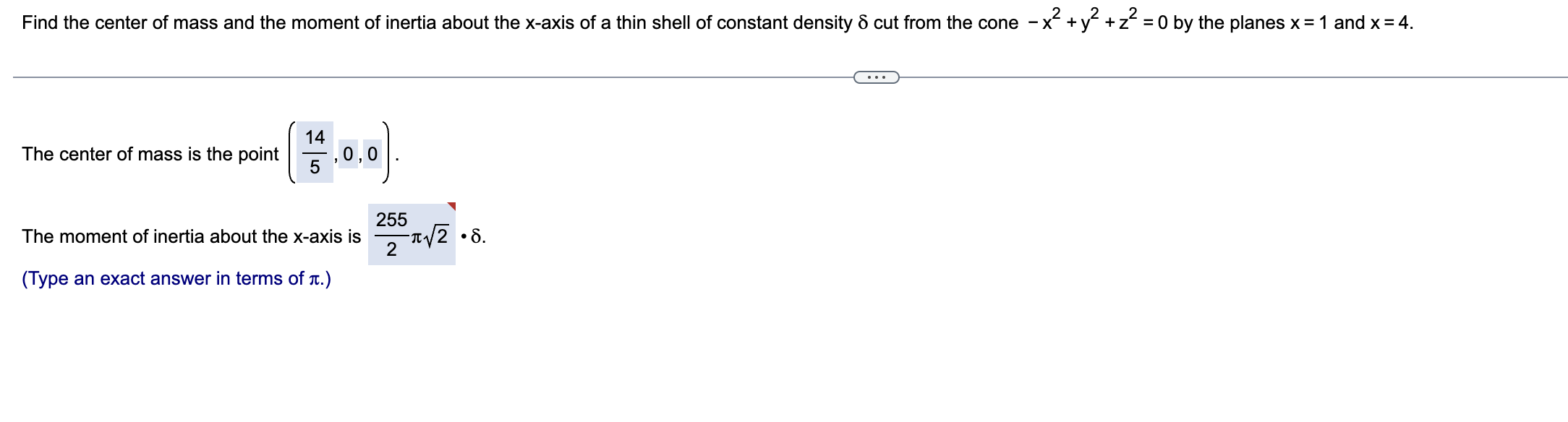 Solved Find the center of mass and the moment of inertia | Chegg.com