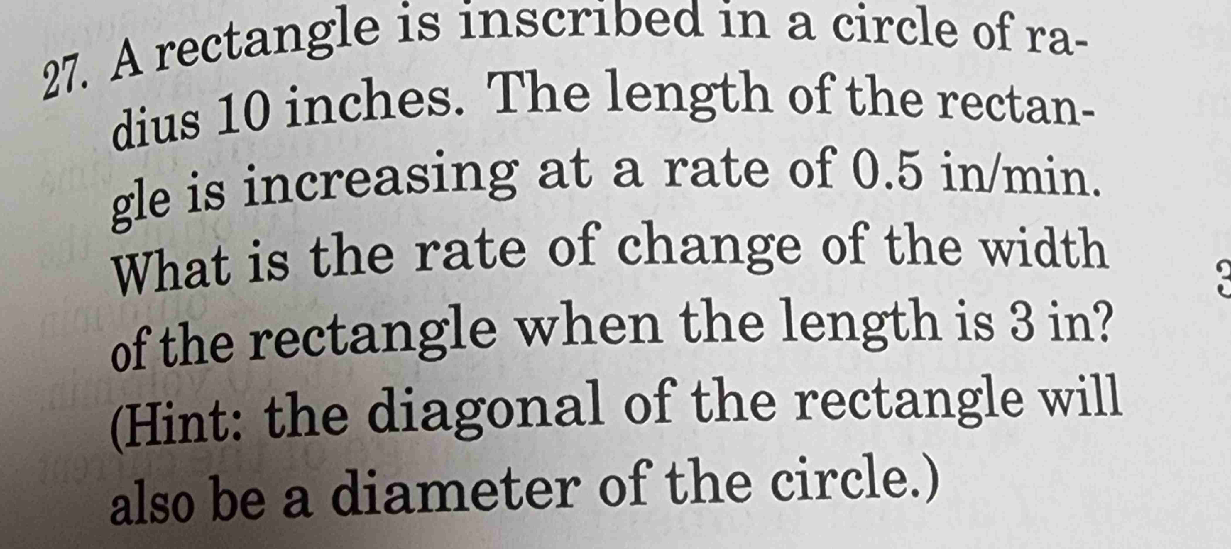 Solved A rectangle is inscribed in a circle of ra-dius 10 | Chegg.com