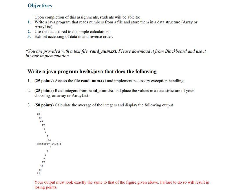 Solved Objectives Upon completion of this assignments, | Chegg.com
