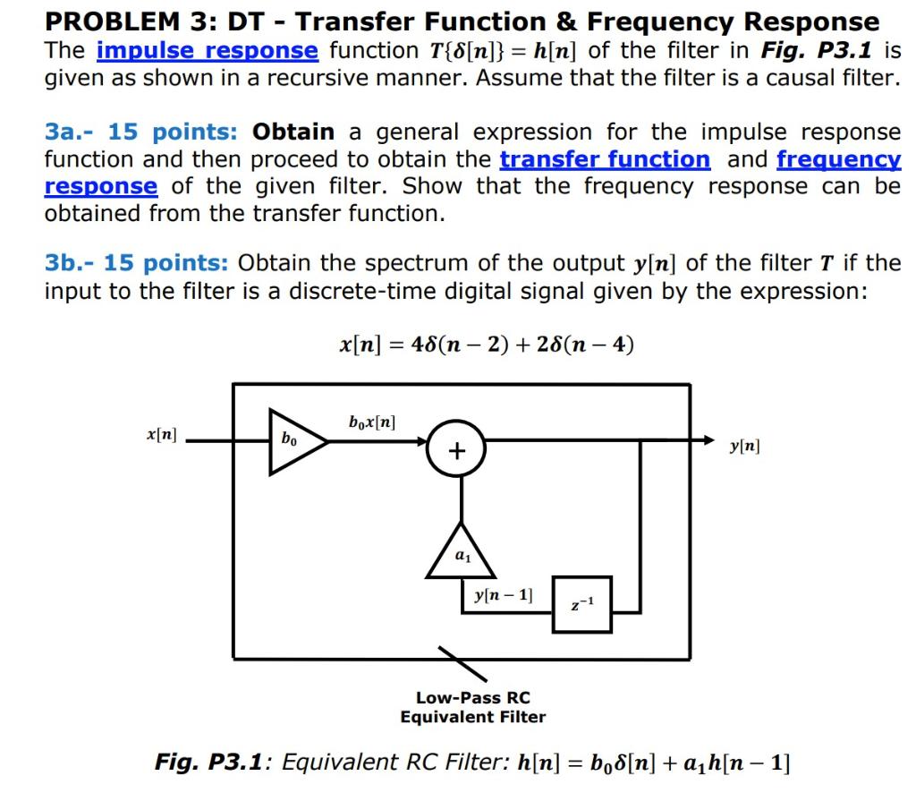 Solved PROBLEM 3: DT - Transfer Function & Frequency | Chegg.com