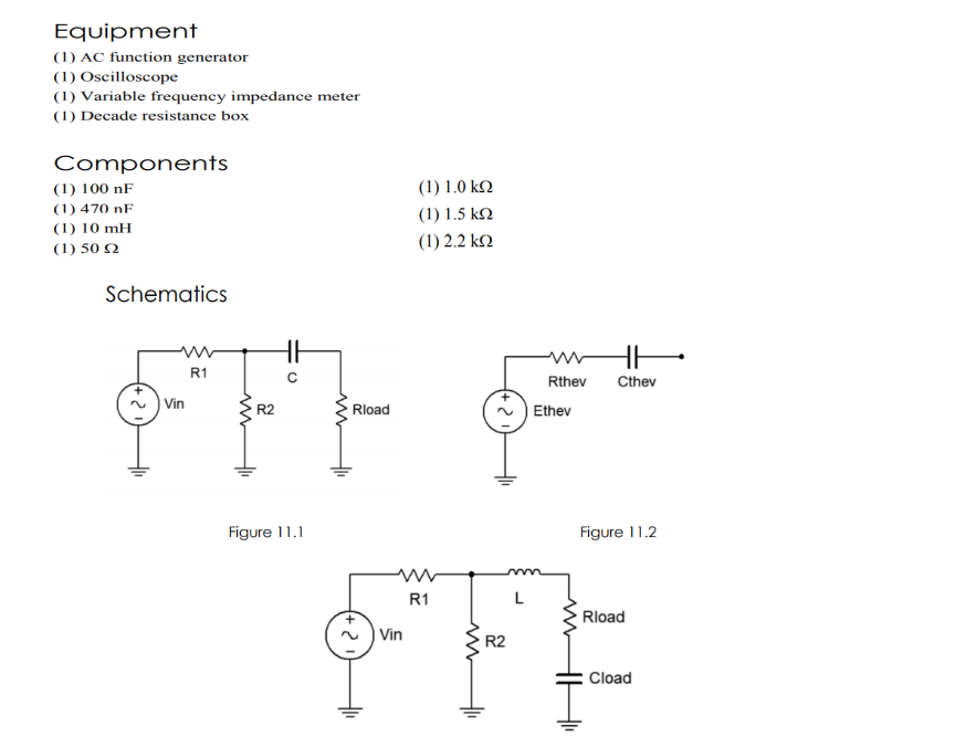 Equipment (1) AC function generator (1) Oscilloscope | Chegg.com