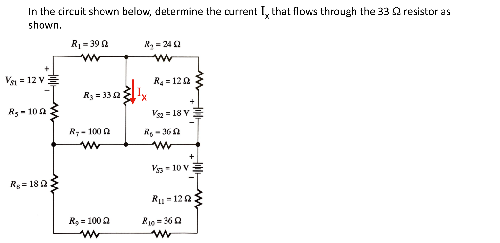 Solved In the circuit shown below, determine the current Ix | Chegg.com