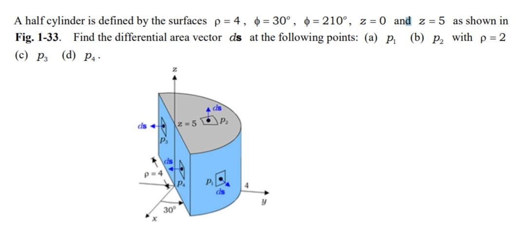 Solved A half cylinder is defined by the surfaces p = 4, 0 = | Chegg.com