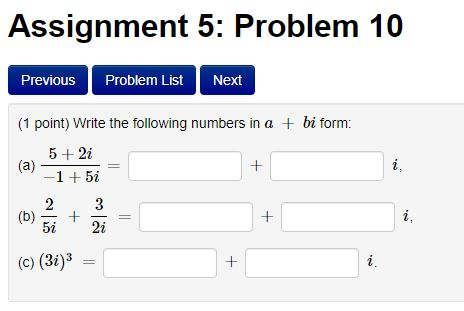 Solved Assignment 5: Problem 10 Previous Problem List Next | Chegg.com