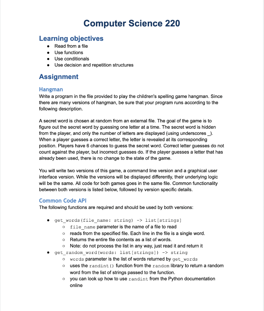 Solved Computer Science 220 Learning objectives • Read from | Chegg.com