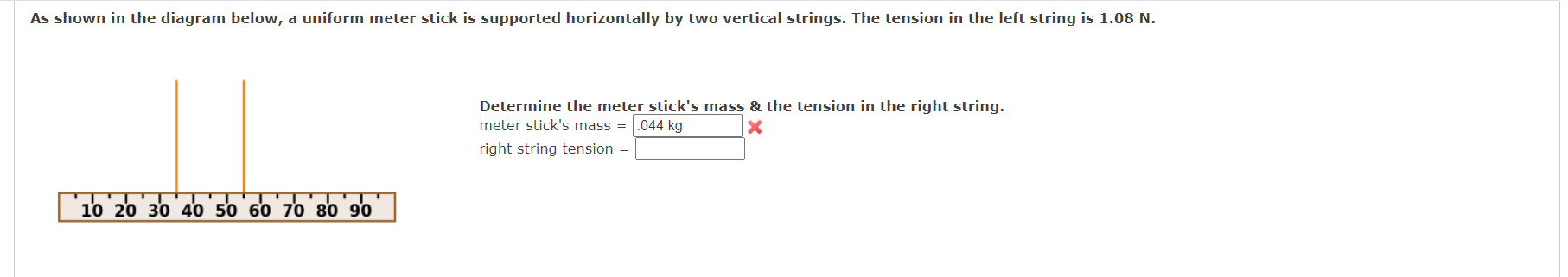 Solved As shown in the diagram below, a uniform meter stick | Chegg.com