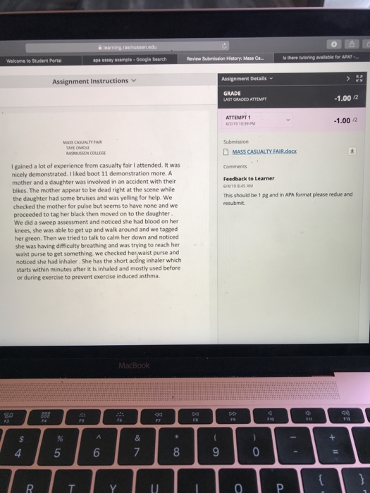 Solved @ learning.rasmussen.edu Is there tutoring available | Chegg.com